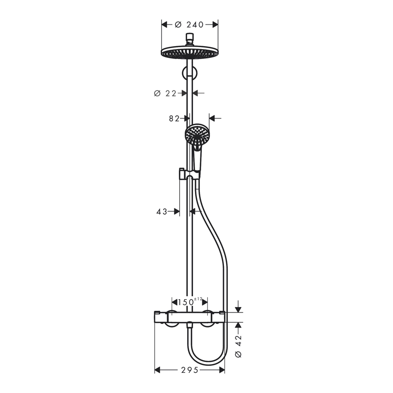 Coloana dus termostata Hansgrohe, Crometta S240, crom, 27267000