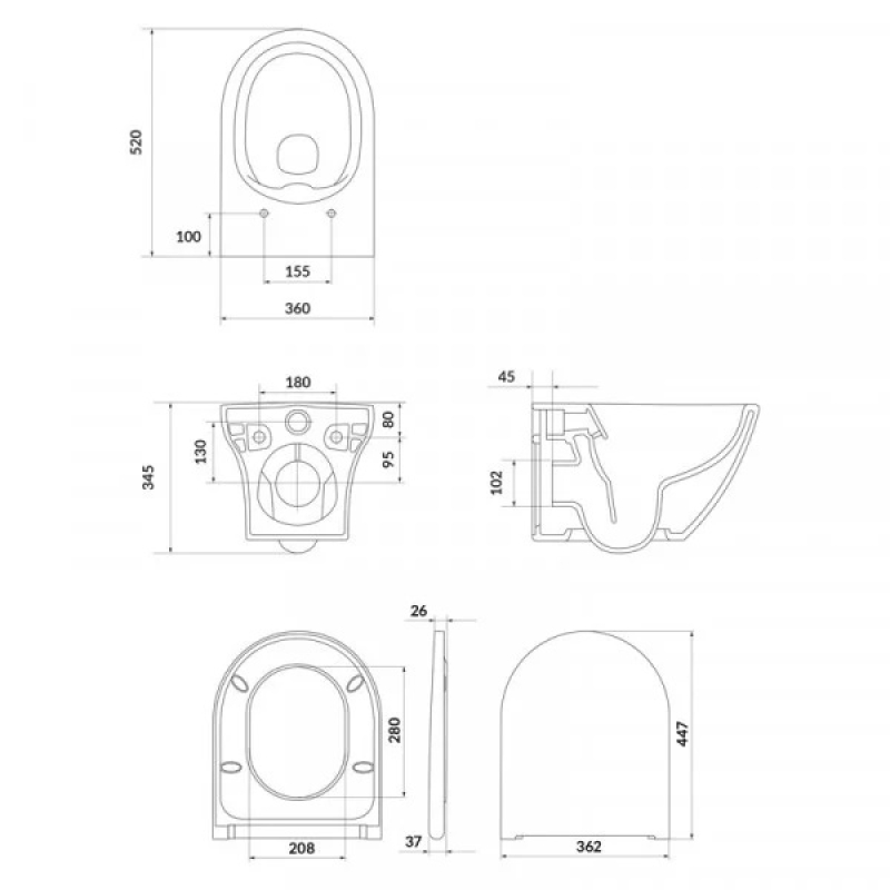Set vas WC suspendat, Cersanit, Larga, oval, CleanOn, cu capac slim ...