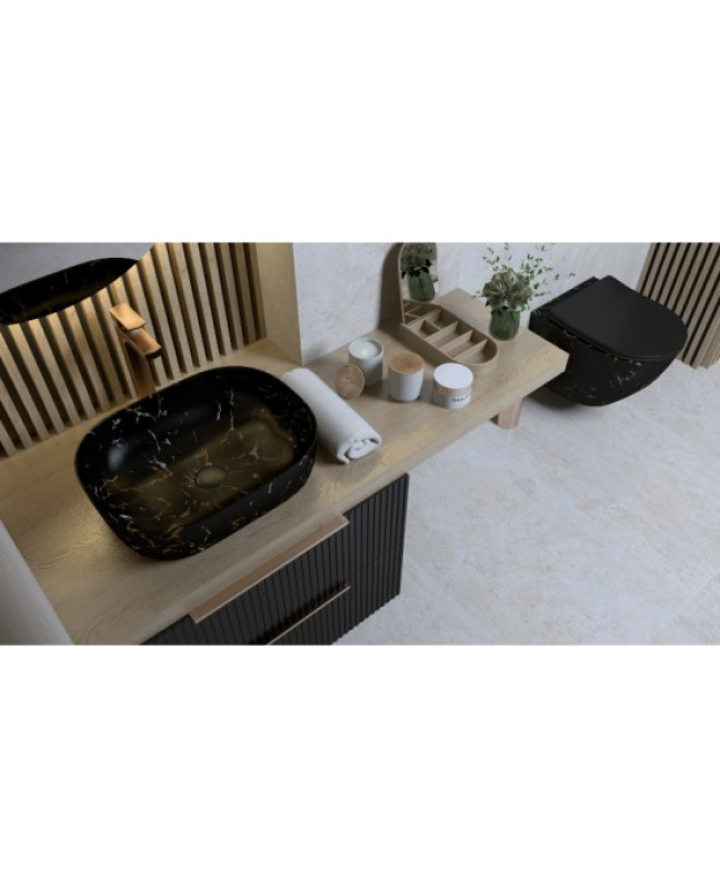 Mobilier pentru lavoar pe blat Spectrum, Omaha, finisaj riflat, 60 cm ...